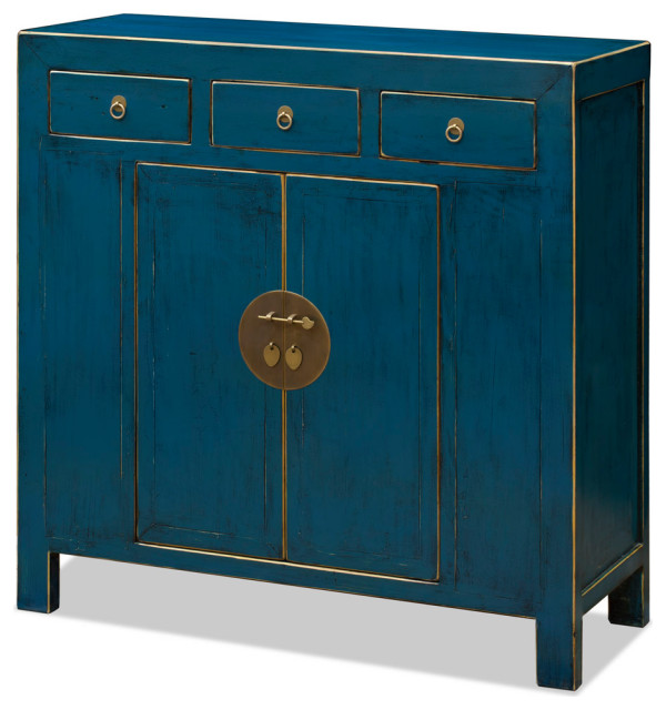 Distressed Aqua Blue Elmwood Ming Sideboard - Asian - Buffets And ...
