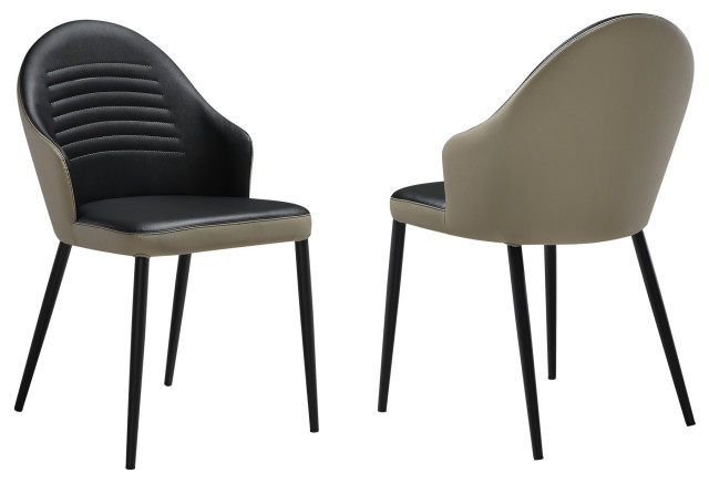 Rocco Upholstered Dining Chair, Taupe Gray and Black Faux Leather Set ...