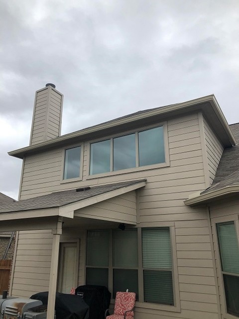 Buda, TX Seamless Gutter Install, Beige Split Level Home - Contemporary ...