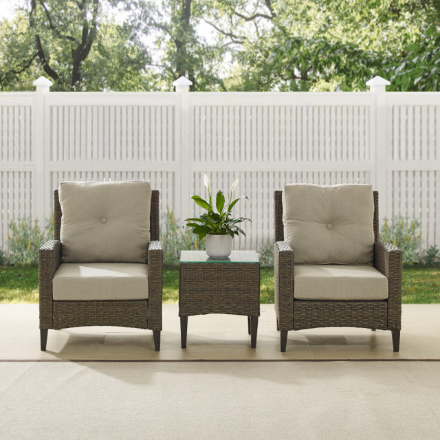 Rockport 3Pc High Back Wicker Outdoor Chair Set - Tropical - Outdoor ...