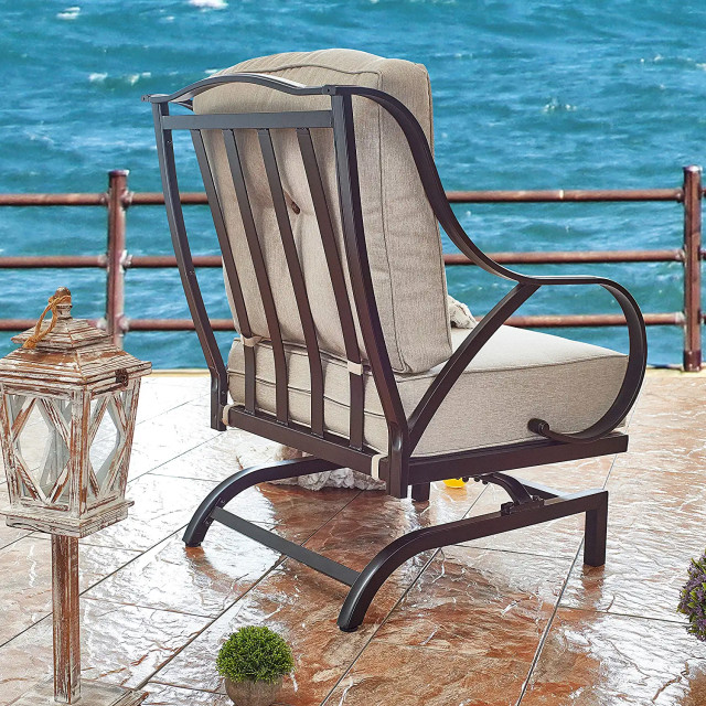 Outdoor Lounge Chair, Cushioned Seat With Motion Spring Function ...