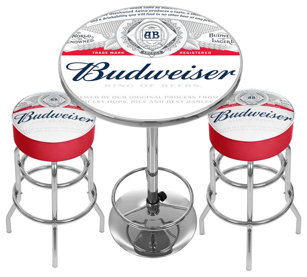 Budweiser Label Game Room Combo, 2 Bar Stools and Table, 30"x47 ...