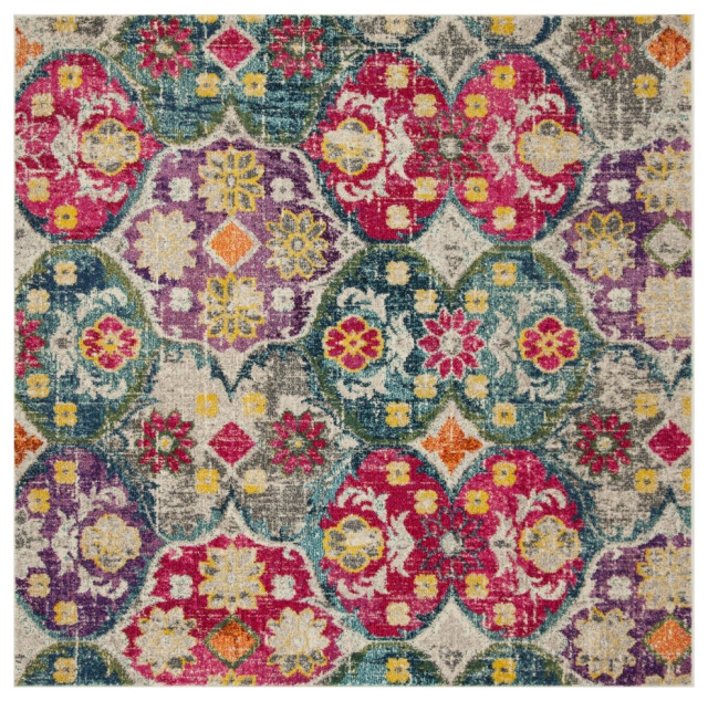 Safavieh Monaco Collection Mnc248r Grey / Fuchsia Rug, 6'-7" X 6'-7 ...