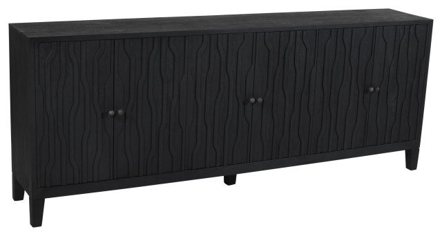 Orchard 6-Door Sideboard, Transitional Graphite Black, Reclaimed Solid ...