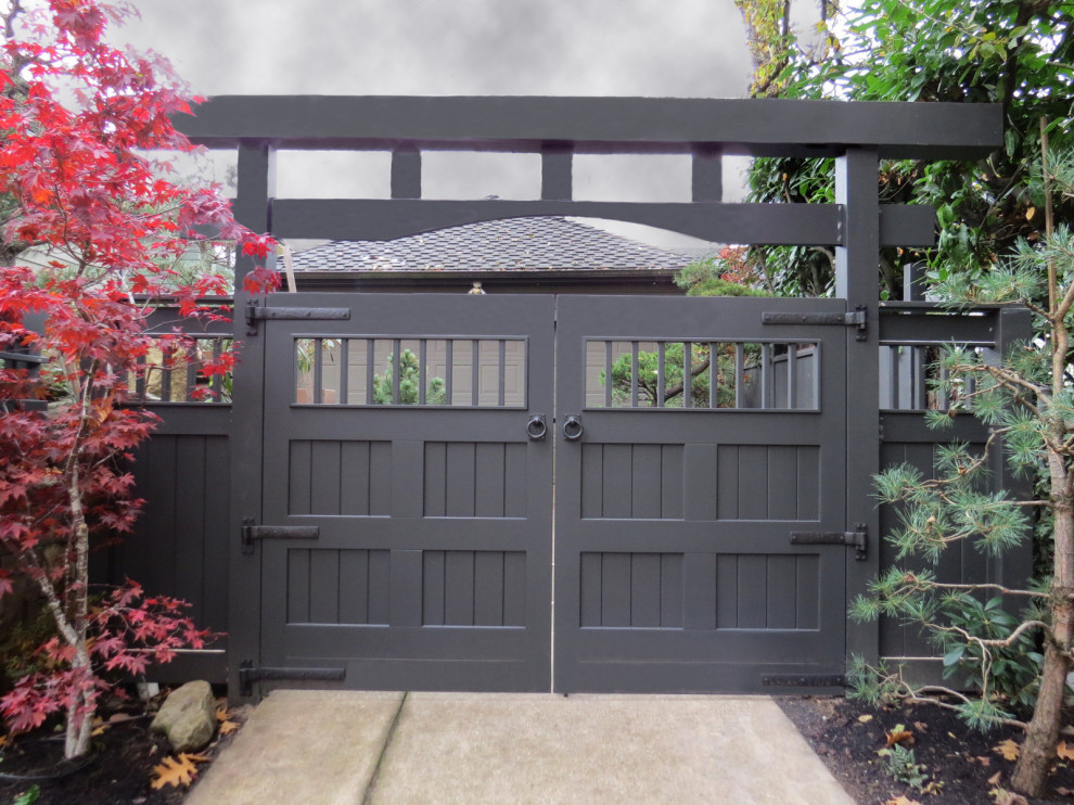 Elegant Asian-Inspired Driveway Gate with Bronze Hardware in Portland ...
