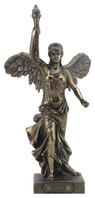 Nike Raising Torch Statue - Greek Goddess of Victory - Traditional ...