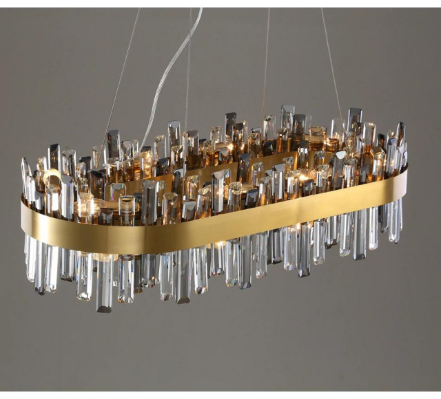 Crystal rectangle light fixtures for dining room, kitchen ...