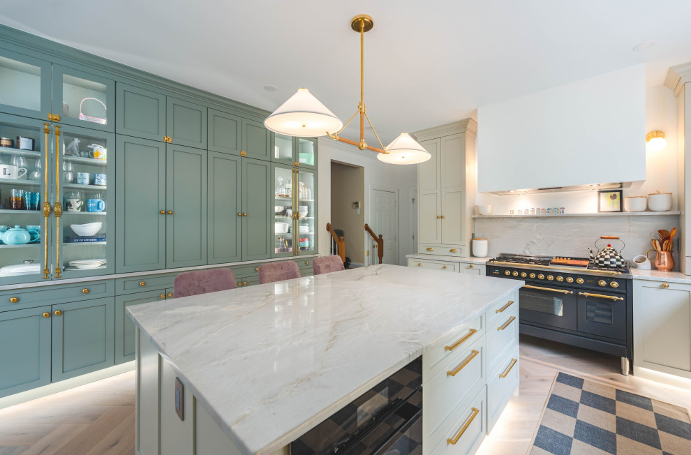 A Tranquil Fusion of Green and White - French Country - Kitchen - DC ...