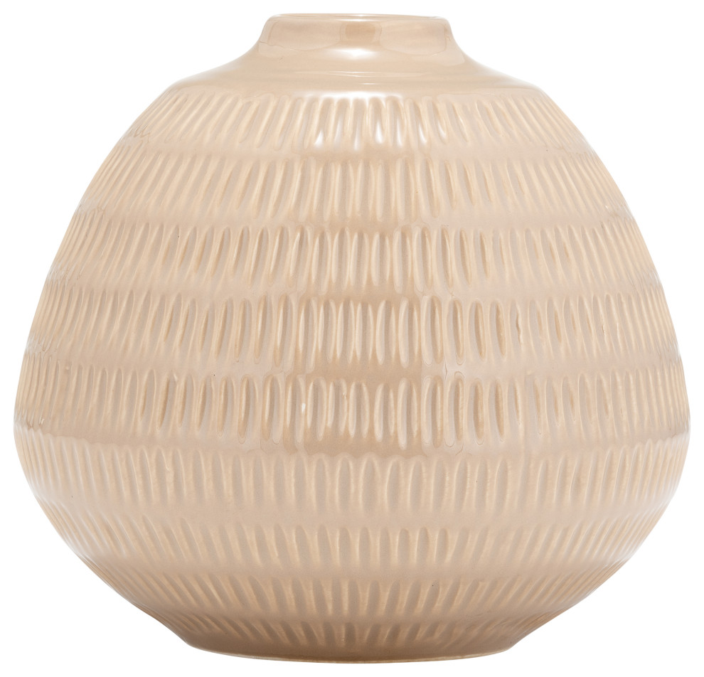 Ceramic 6", Stripe Oval Vase, Irish Cream, 6x6x6 inches - Transitional ...