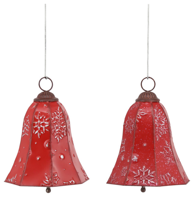 Metal Bell Ornament, 2-Piece Set - Traditional - Christmas Ornaments ...