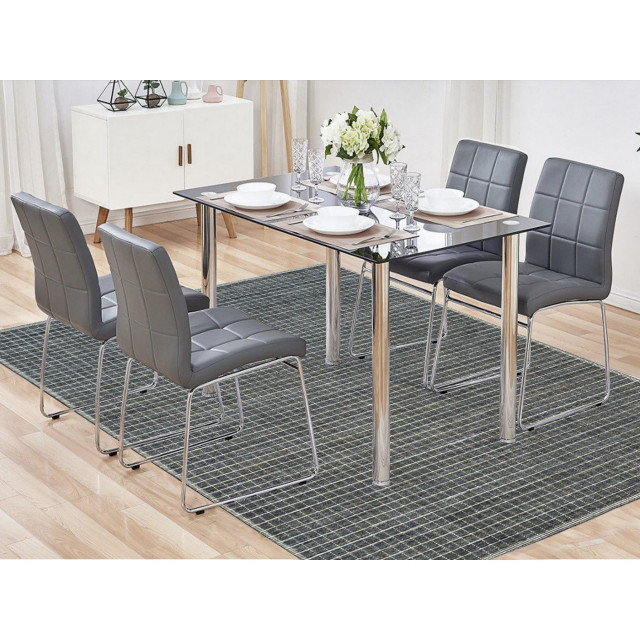 Gray Modern Box Design Plain Decor All Wool Loomed Knotted Rug 8' x 9 ...