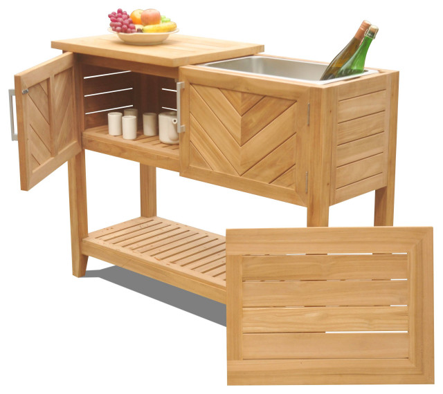 Ventura Teak Console Table - Outdoor, Bar, Patio Serving Area Ample ...