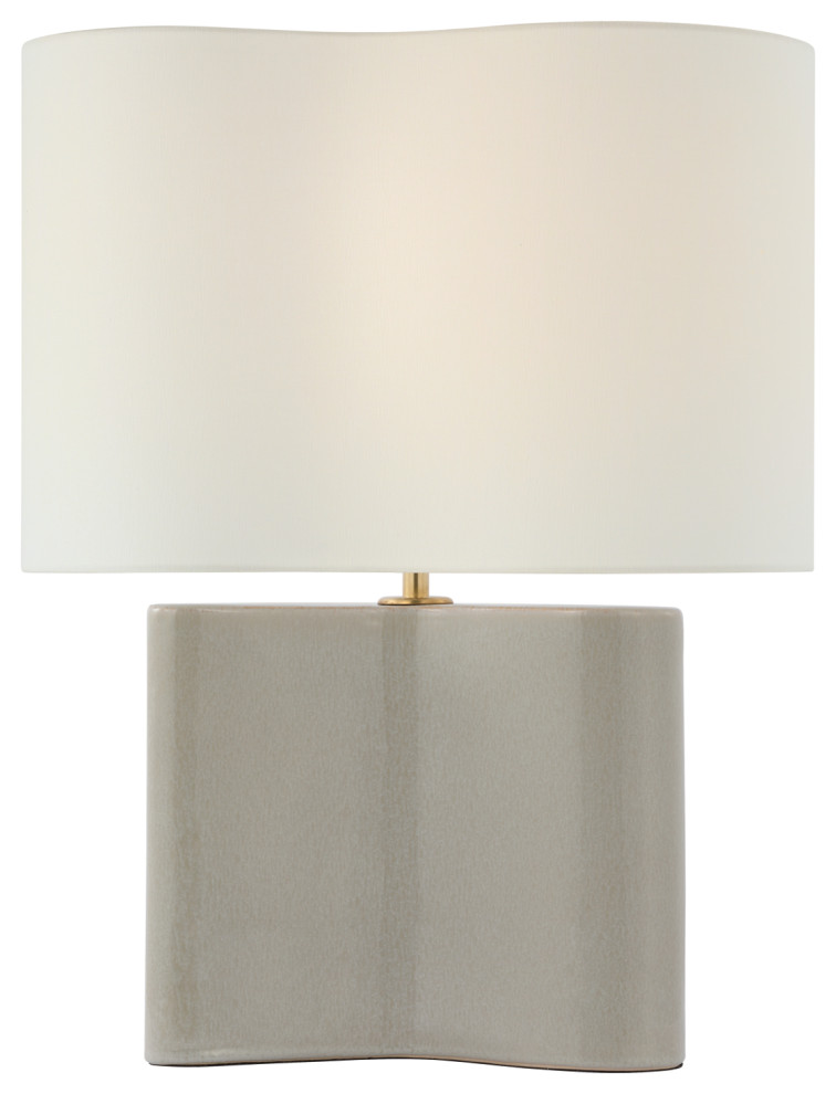 Mishca Medium Table Lamp in Shellish Gray with Linen Shade ...
