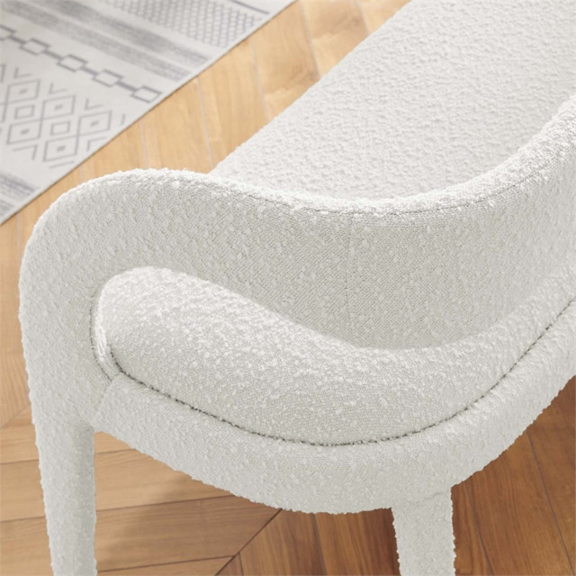 Modway Pinnacle 20" Upholstered Boucle Fabric Accent Bench in Ivory ...