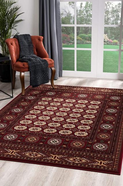 3' x 10' Red Eclectic Geometric Pattern Runner Rug - Southwestern ...