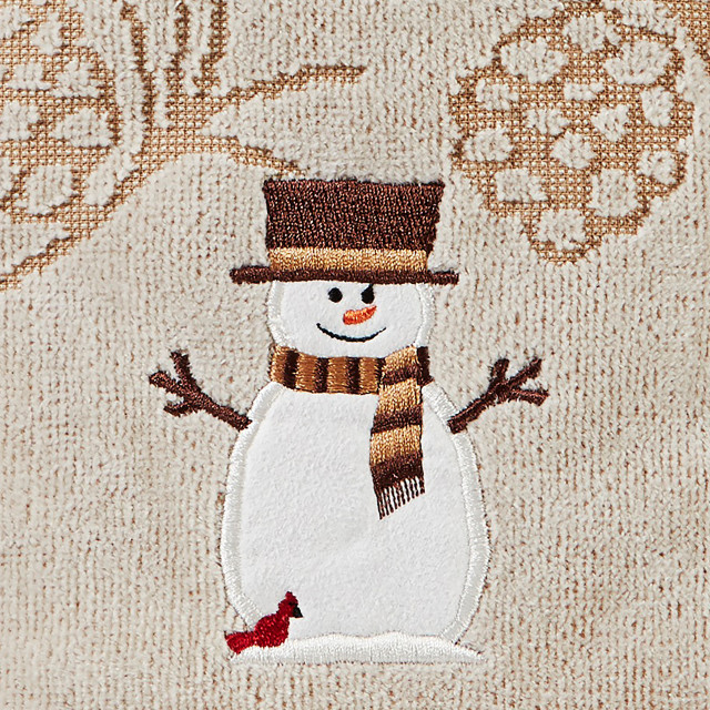 Woodcut Snowman Hand Towel, Set of 2, Wheat - Modern - Bath Towels - by ...
