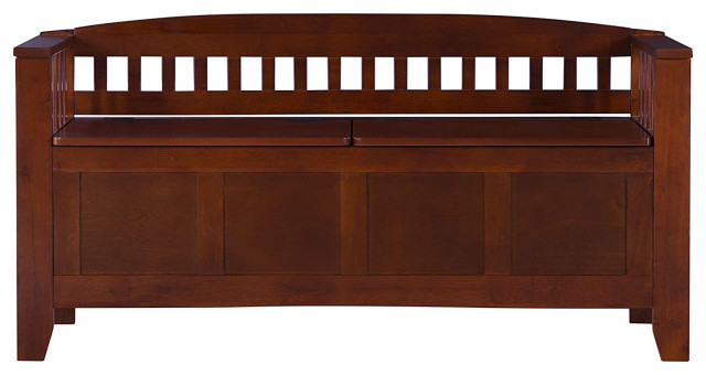 Traditional Storage Bench, Rubberwood Construction With Split Seat ...