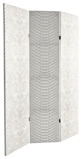 6' Tall Double Sided White Snake Print Canvas Room Divider ...