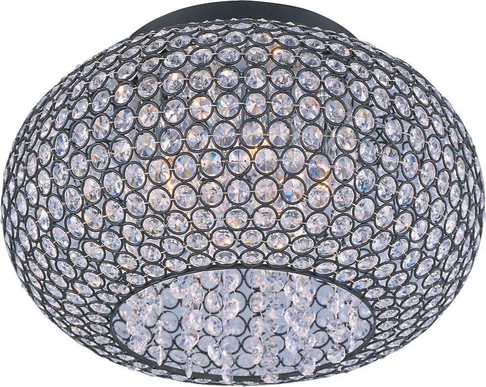 Glimmer 5-Light Flush Mount Bronze Beveled Crystal Glass - Contemporary ...