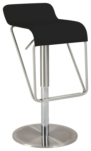 Low Back Pneumatic Gas Lift Swivel Stool, Brushed SS and Black Half ...