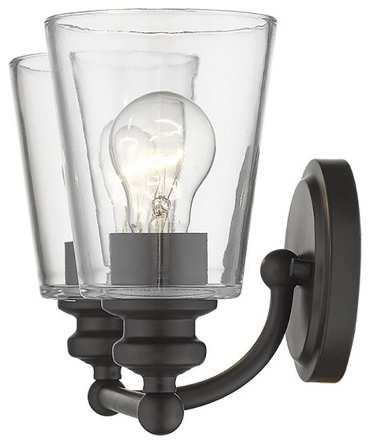 Two Light Antique Bronze Glass Shade Wall Sconce - Transitional - Wall ...