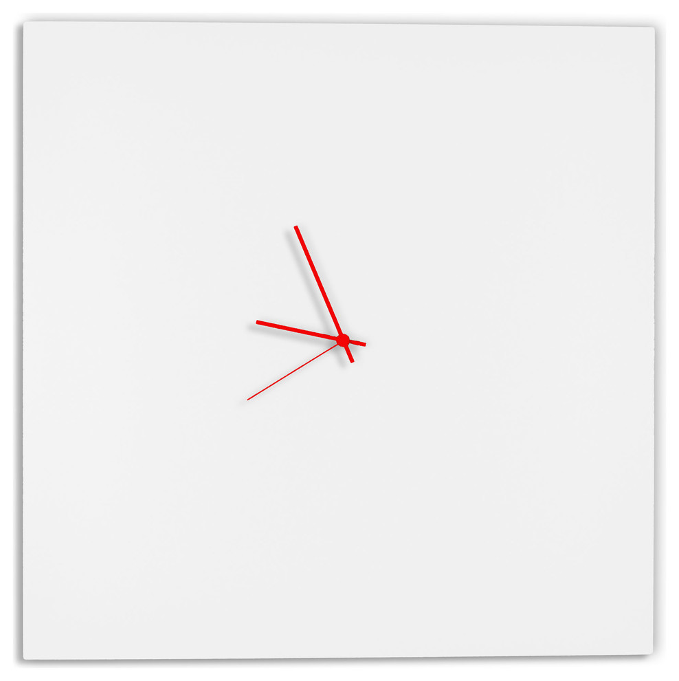 Whiteout Square Clock Large, Minimalist Modern White Metal Clocks ...
