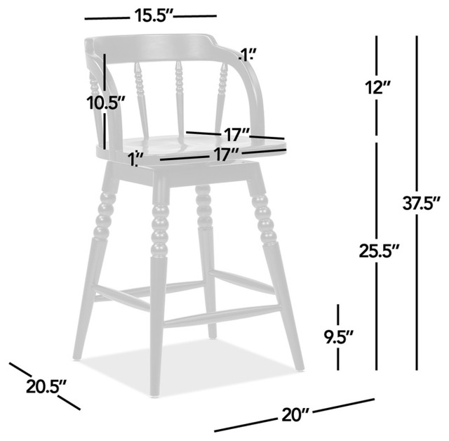 Breda 25.5" Turned Bubble Spindle Low-Back Wood Swivel Counter Stool ...