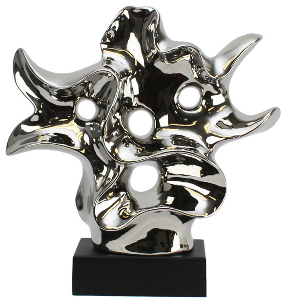 Artistic Ceramic Abstract Sculpture, Silver - Contemporary - Decorative ...