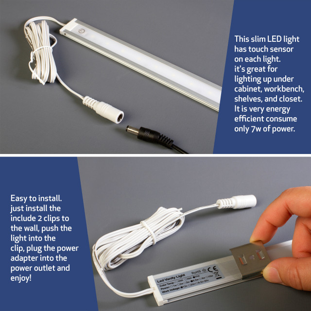 LEDUpdates Under Cabinet LED Light 2 ft. with Touch Dimmer Switch & UL ...