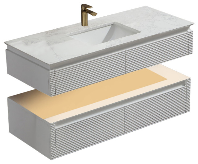 LED Functionality Floating Modern Bathroom Vanity Set, 48" - Modern ...