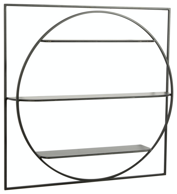 Contemporary Black Metal Wall Shelf 16449 - Industrial - Display And ...