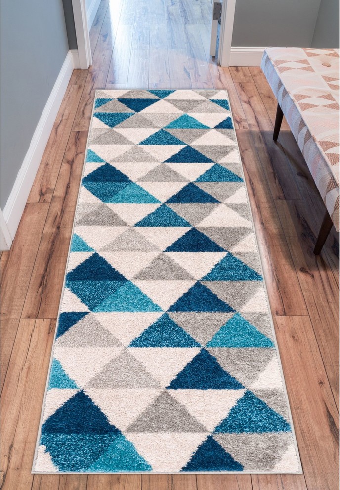 Well Woven Mystic Alvin Modern Geometric Blue Area Rug, 2'x7'3" Runner ...