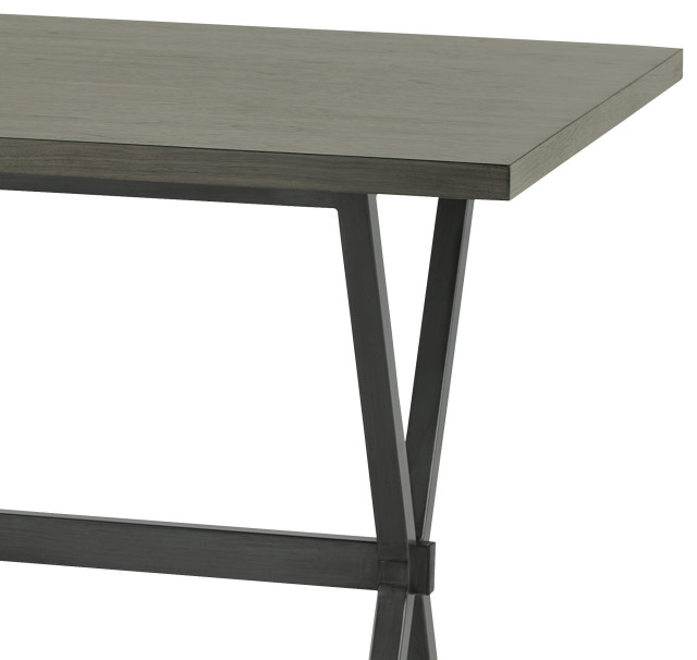 Valencia Rectangular Bar Table in Mineral Finish with Gray Walnut Wood Top - Industrial - Indoor ...
