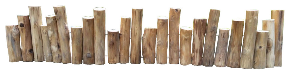 Teak Wood Uneven Top Solid Log Edging - Rustic - Home Fencing And Gates ...