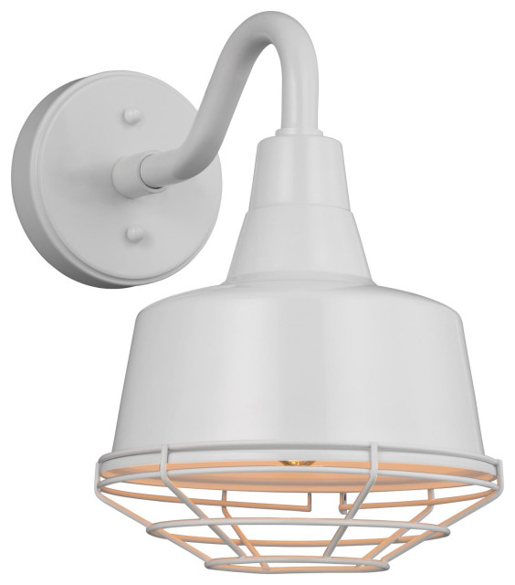 Barn Light Barn Light Small Cage, White - Farmhouse - Lighting Hardware ...