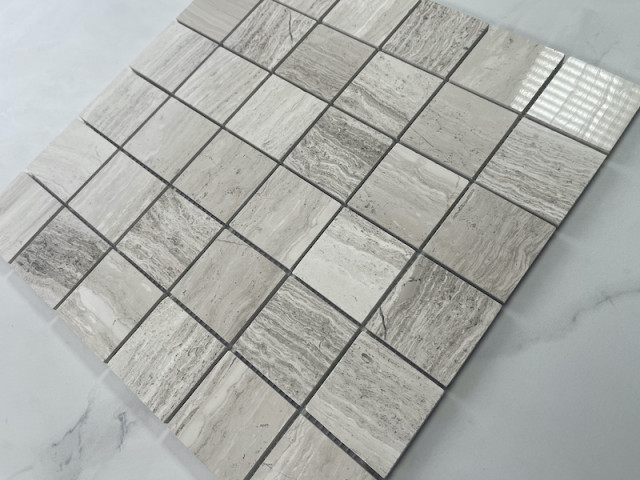 Athens Silver Cream Haisa Light Marble 2x2 Square Mosaic Tile Polished ...
