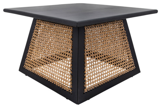 Wood 28" Cane Coffee Table, 27.6x27.6x17.7" - Tropical - Coffee Tables ...