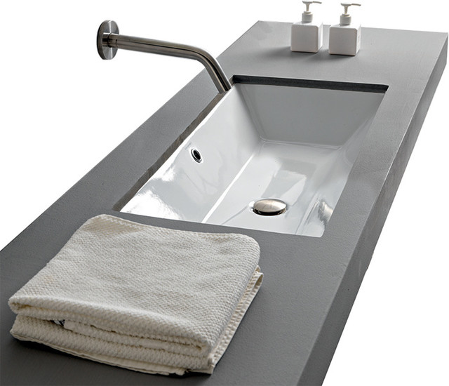 Rectangular Small White Ceramic Undermount Sink - Contemporary ...