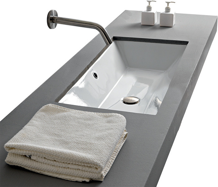Rectangular Small White Ceramic Undermount Sink - Contemporary ...