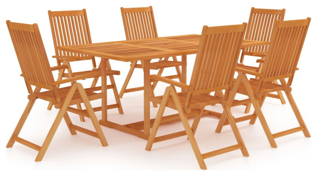 vidaXL Solid Teak Wood Patio Dining Set 5 Piece Outdoor Garden Dinner ...