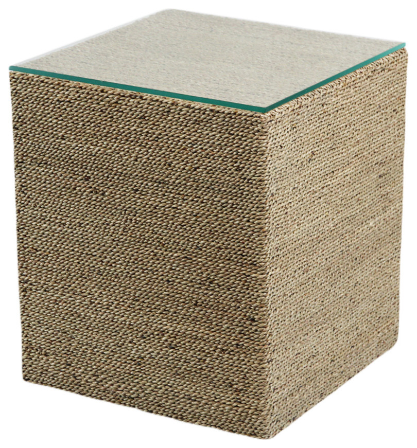 Square Seagrass Rope Side Table - Beach Style - Side Tables And End ...
