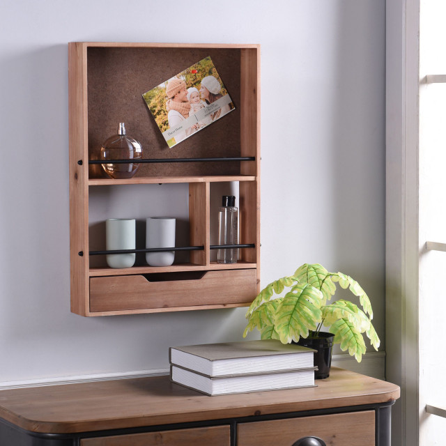 Wall Shelving Unit Double Shelf And Drawer Storage Capabilities ...