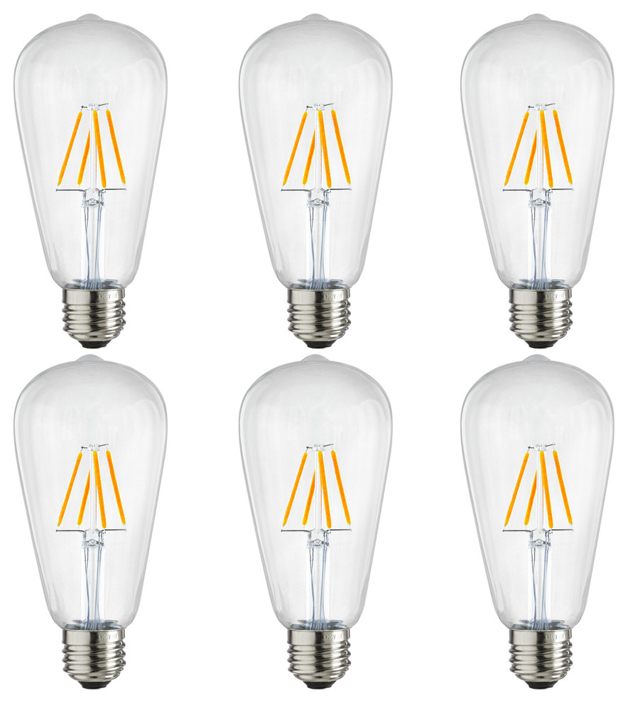 Sunlite S19 LED Vintage Edison Bulb Warm White, 4W, Medium Base 6-Pack ...