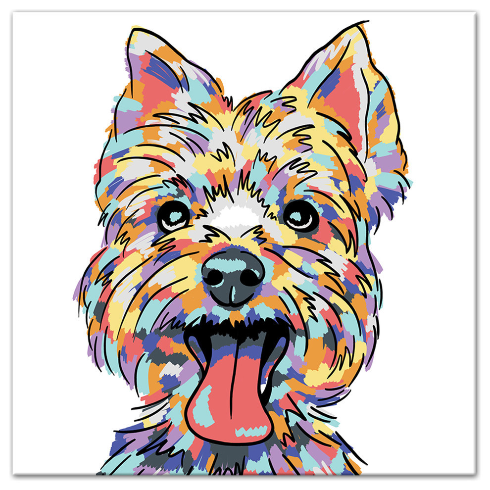 Watercolor Yorkie Wall Art, 6x6 - Contemporary - Prints And Posters ...