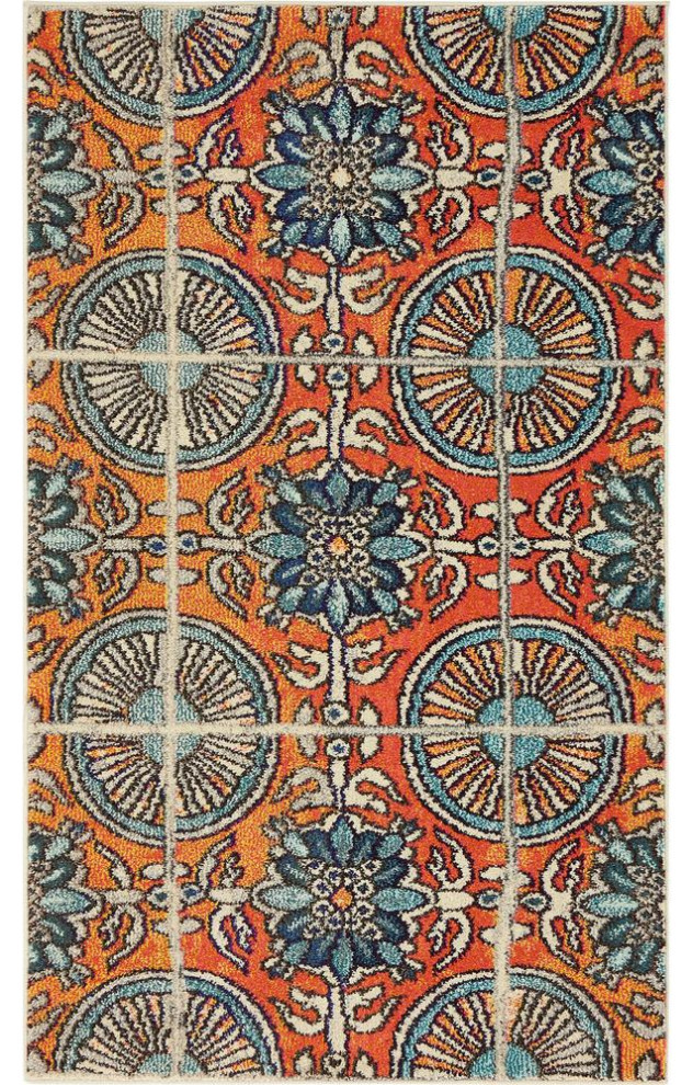 Rug Unique Loom Estrella Orange Rectangular 3'3x5'3 - Contemporary ...