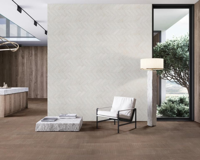 Alpine White Clay Brick Herringbone Mosaic Tile - Traditional - Tile ...
