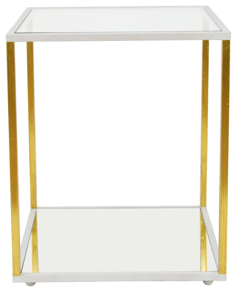 Dakota White & Gold Square Side Table - Contemporary - Side Tables And ...