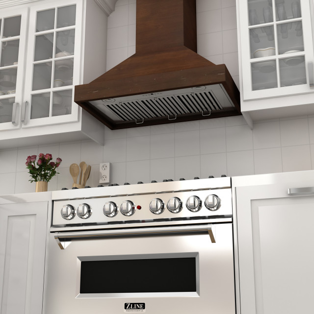 ZLINE 30 in. Wooden Wall Mount Range Hood, Walnut Includes Motor, KBRR ...