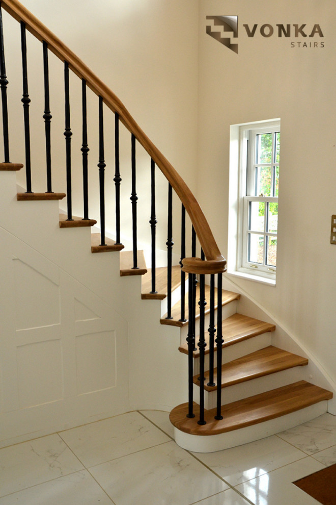 Cut stringer staircase with under stair storage - Contemporary ...