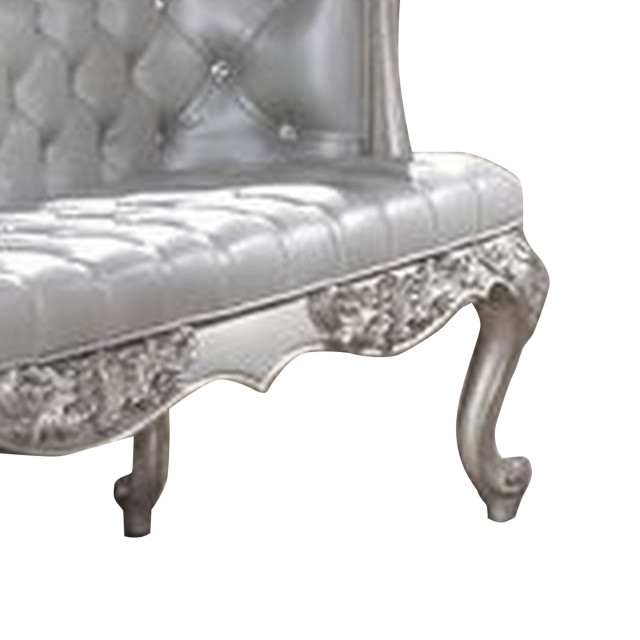 Benzara BM269541 Bench With Button Tufting and Scrolled Floral Carvings ...
